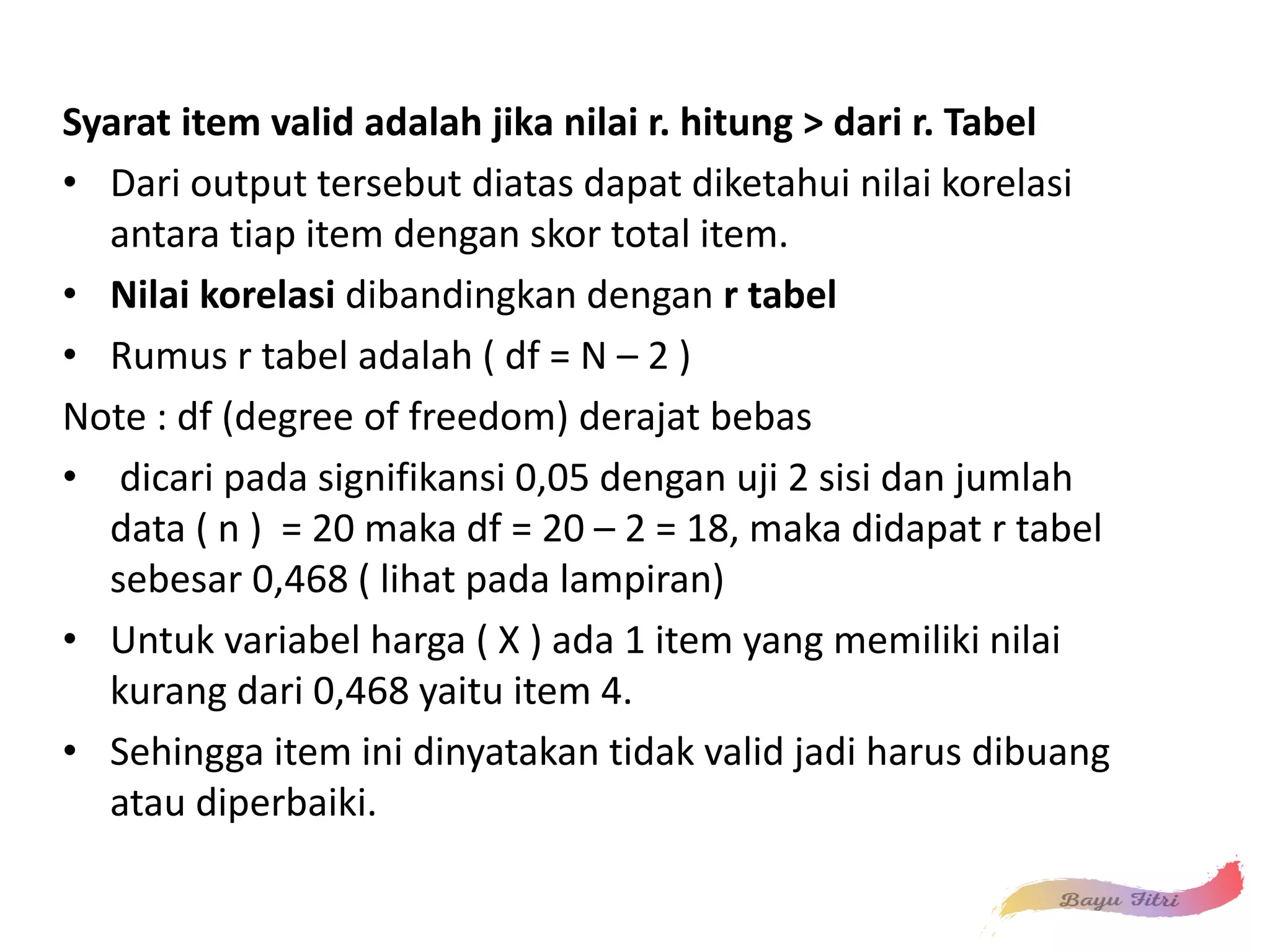 Uji validitas dan reliabilitas | PDF