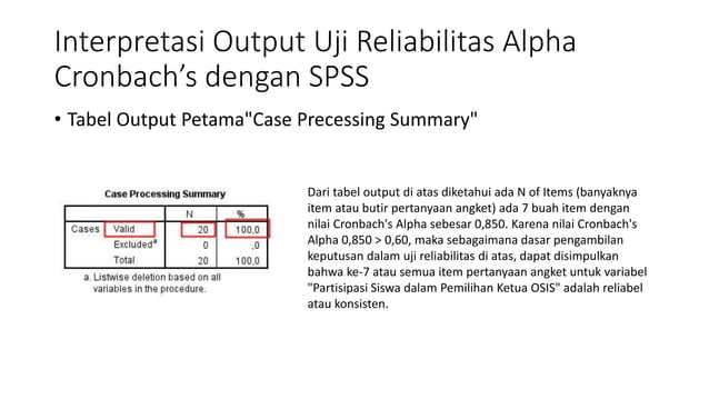 Uji Validitas dan Realibilitas SPSS dan Contoh | PPTX