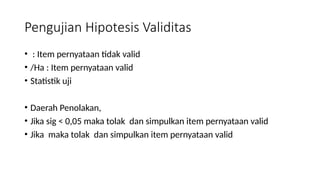 Uji Validitas dan Reliabilitas statistika pendidikan | PPTX