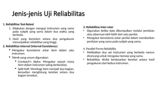 Contoh pengujian UJI VALIDITAS & RELIABILITAS | PPTX