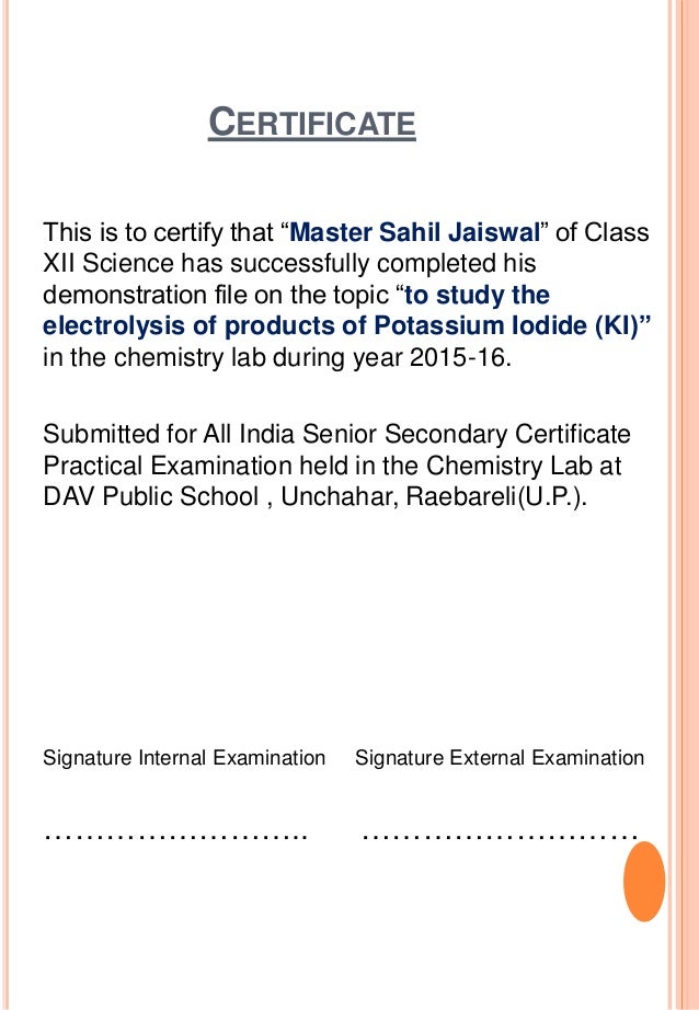Class 12 Chemistry Practical File