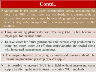 PHYSIOLOGY BEHIND WATER USE EFFICIENCY IN PLANTS | PPTX