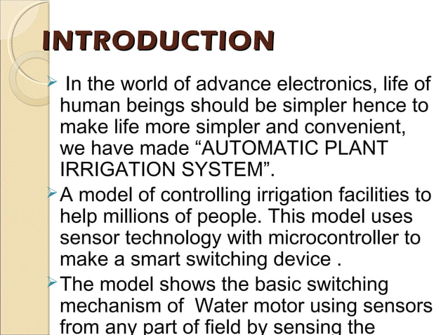 PIC BASED DRIP IRRIGATION SYSTEM | PPT