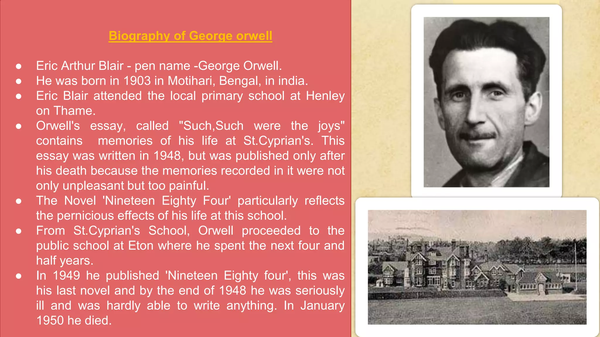 1984 George Orwell group presentation | PPTX
