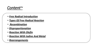 Free Radical Reaction and It's Type | PPTX