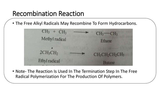 Free Radical Reaction and It's Type | PPTX | Chemistry | Science