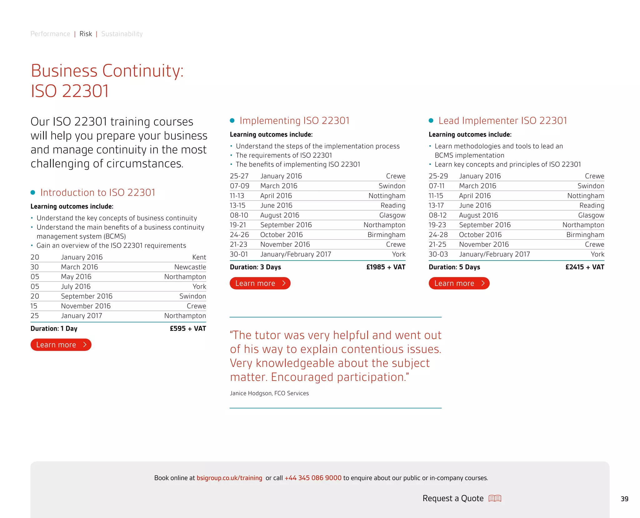 BSI UK Training Schedule | PPT