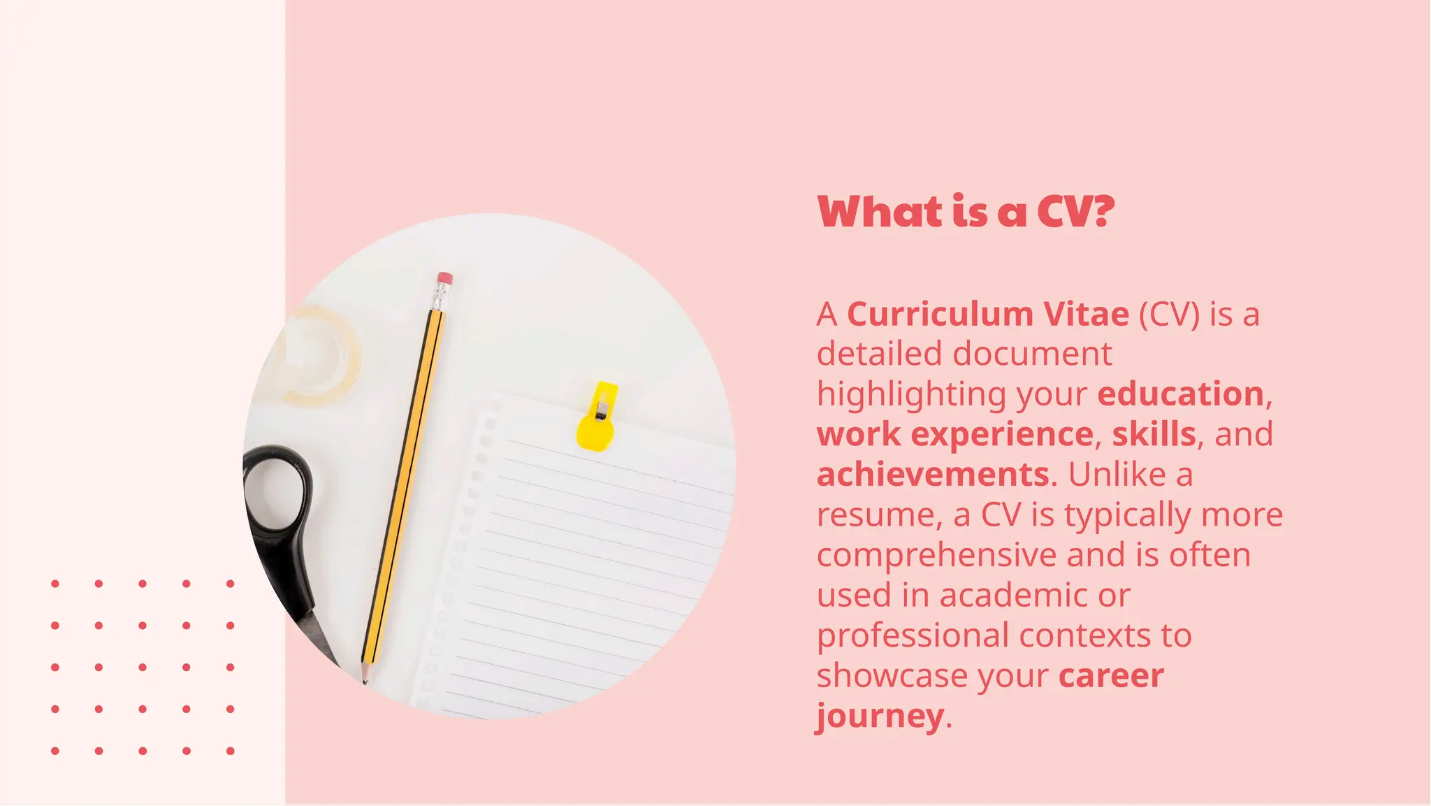 Introduction to CVs (Curriculum Vitae) | Un-klutter | PPT