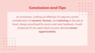 Introduction to CVs (Curriculum Vitae) | Un-klutter | PPT