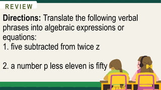 Comprehensive Year 6 Mathematics: Translating Verbal Phrases into ...