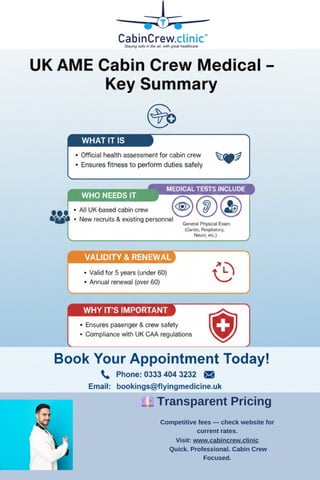 Infographic:- UK AME Cabin Crew Medical – Key Summary | PDF