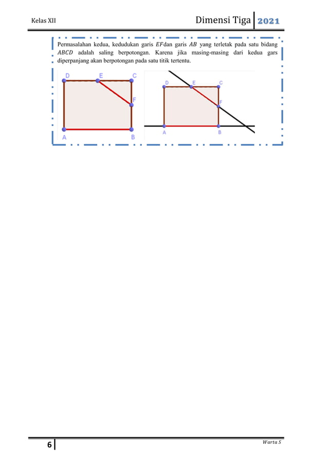 UKBM 1 Dimensi 3: Kedudukan Titik, Garis, dan Bidang. | PDF
