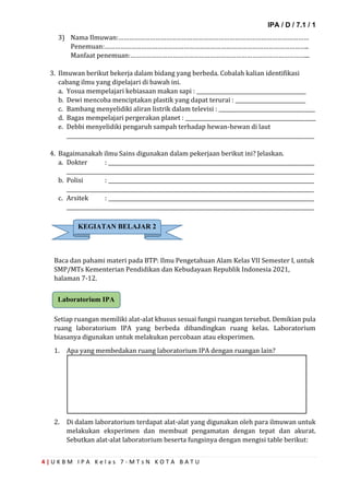 UKBM IPA kurikulum merdeka kelas 7 2024 | PDF