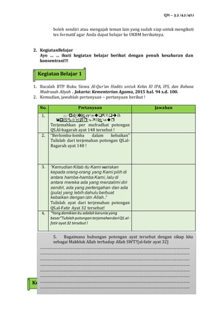 Ukbm quran hadits revisi bab 7 | PDF