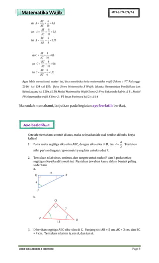 Unit kegiatan belajar mandiri UKBM trigonometri | PDF