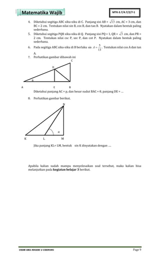 Unit kegiatan belajar mandiri UKBM trigonometri | PDF