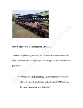 Advanced Wheeled Chassis Manufacturing in the UK: Pioneering Quality ...