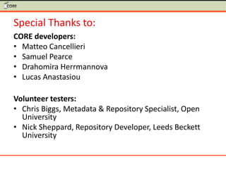 CORE Repositories Dashboard | PPT
