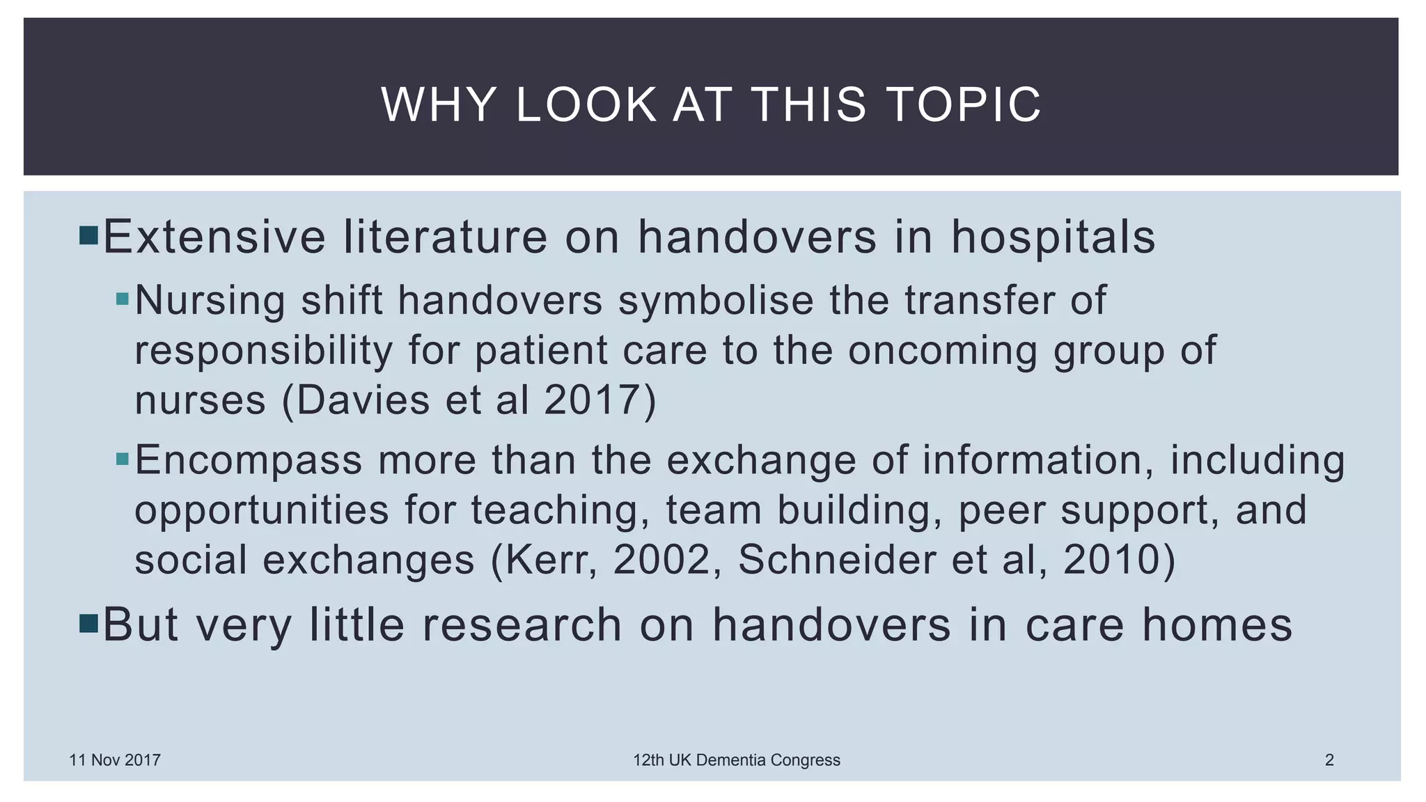 Shift handovers in care homes | PPTX