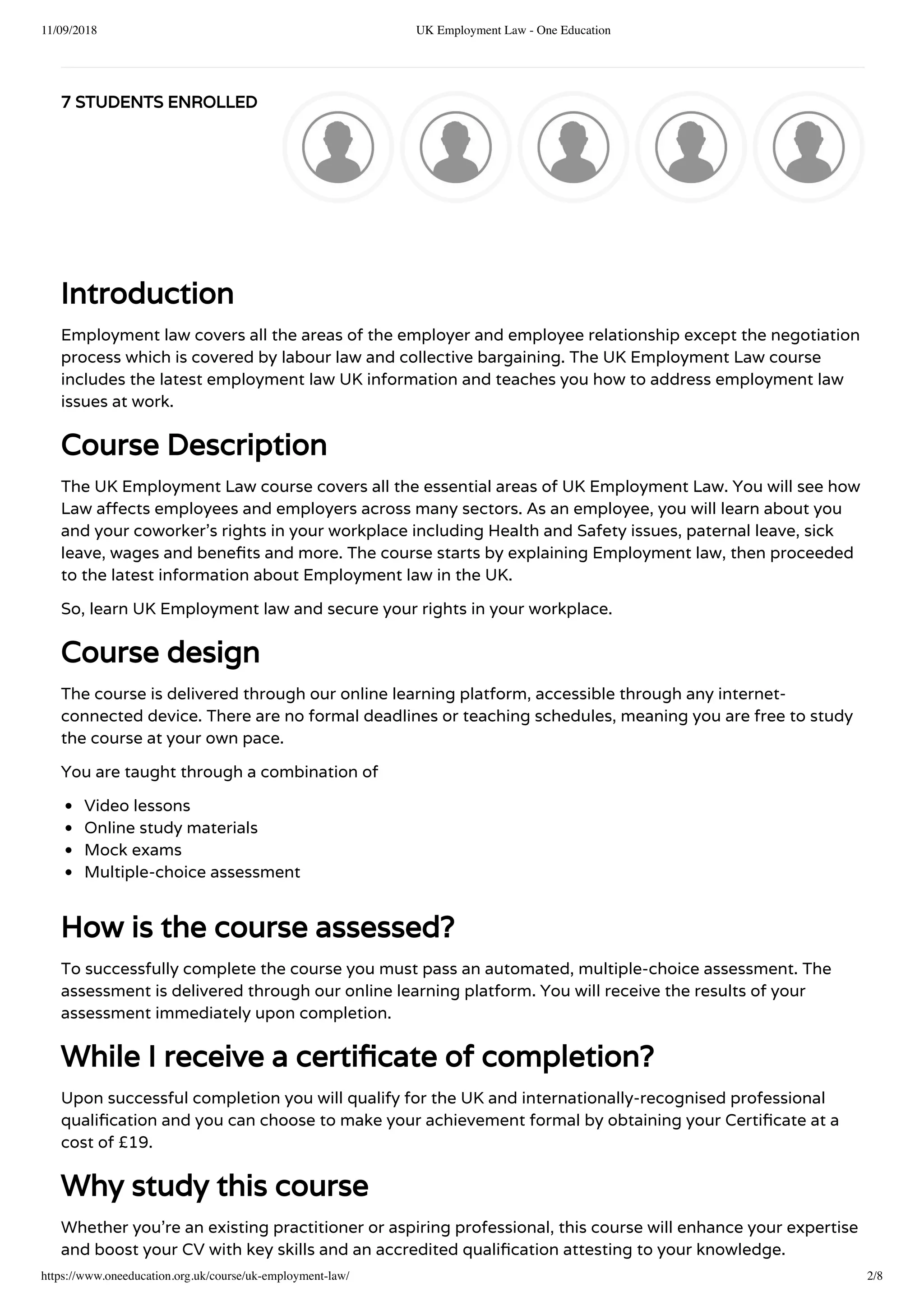 UK Employment Law - One Education | PDF