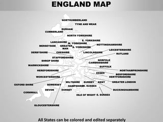 Uk england country editable powerpoint maps with states and counties | PPTX
