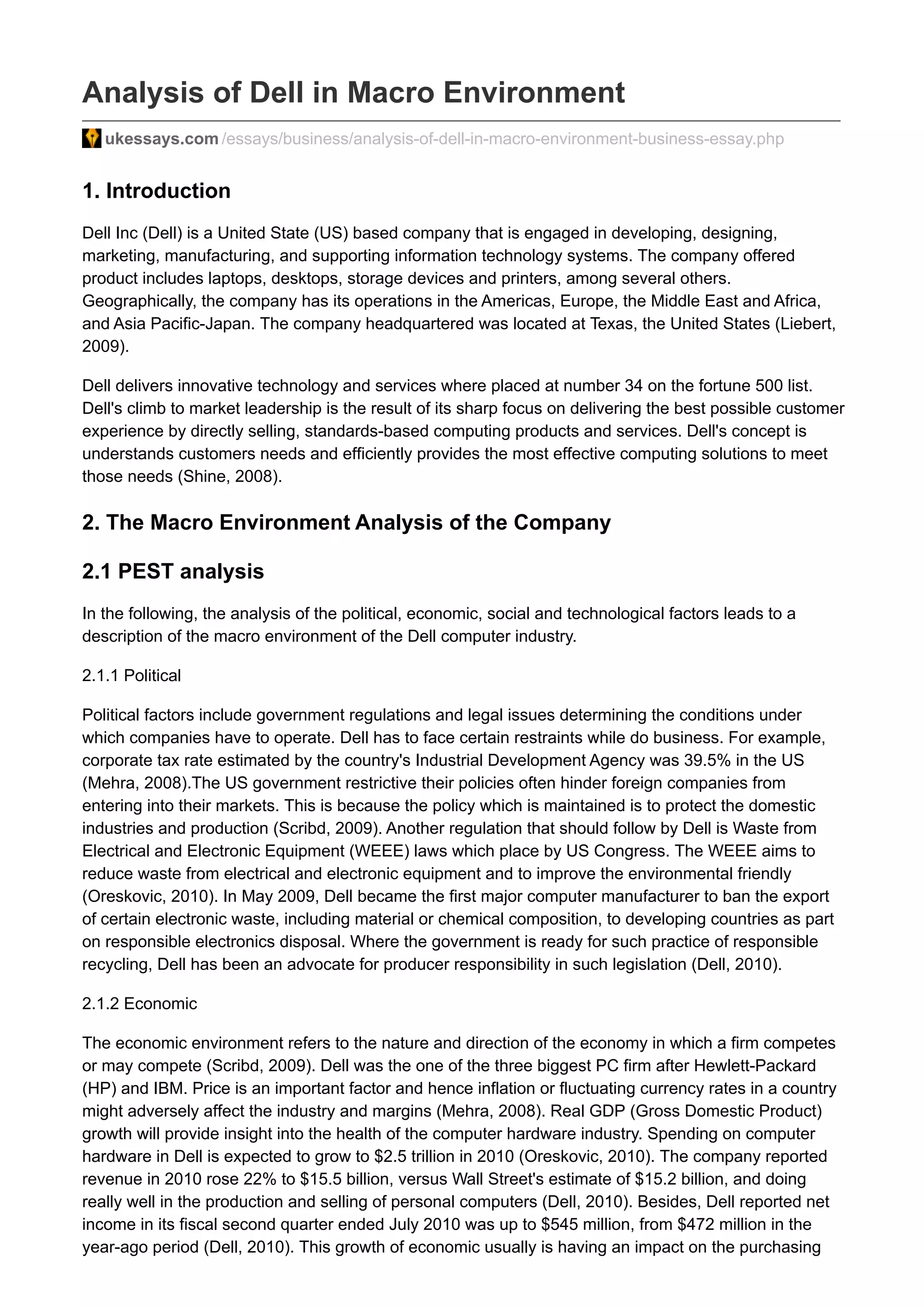 Ukessays.com marketing mix analysis for dell | PDF