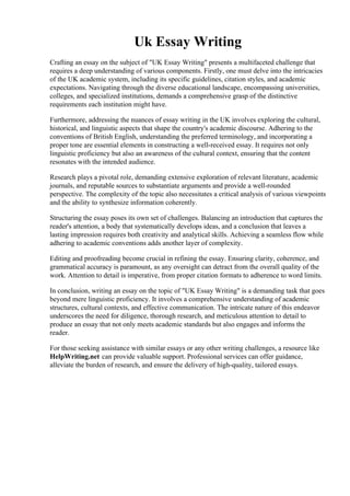Uk Essay Writing | PDF