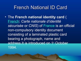 Uk french national id card presentation | PPT