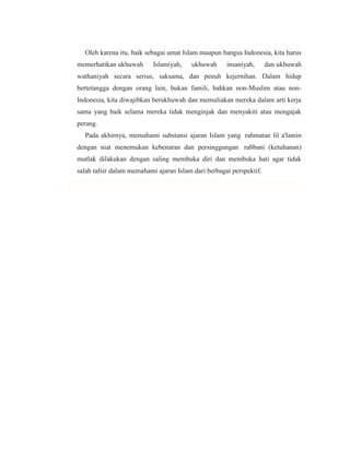 Ukhuwah islam 1(persaudaraan muslim dan sesama manusia) | PDF