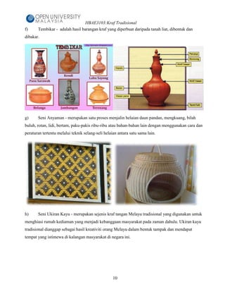 Ukiran mat jek HBAE3103 TAJUK KURSUs KRAF TRADISIONAL | DOCX