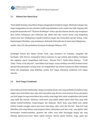 Ukiran mat jek HBAE3103 TAJUK KURSUs KRAF TRADISIONAL | DOCX