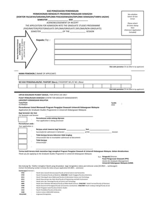 Ukm application form for graduate studies programme | PDF