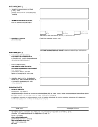 Ukm application form for graduate studies programme | PDF