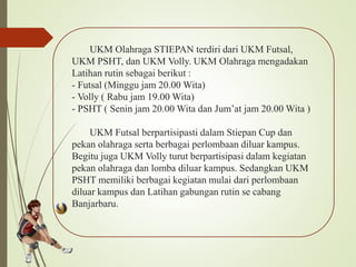 UKM OLAHRAGA STIE Pancaetia Banjarmasin. | PPTX