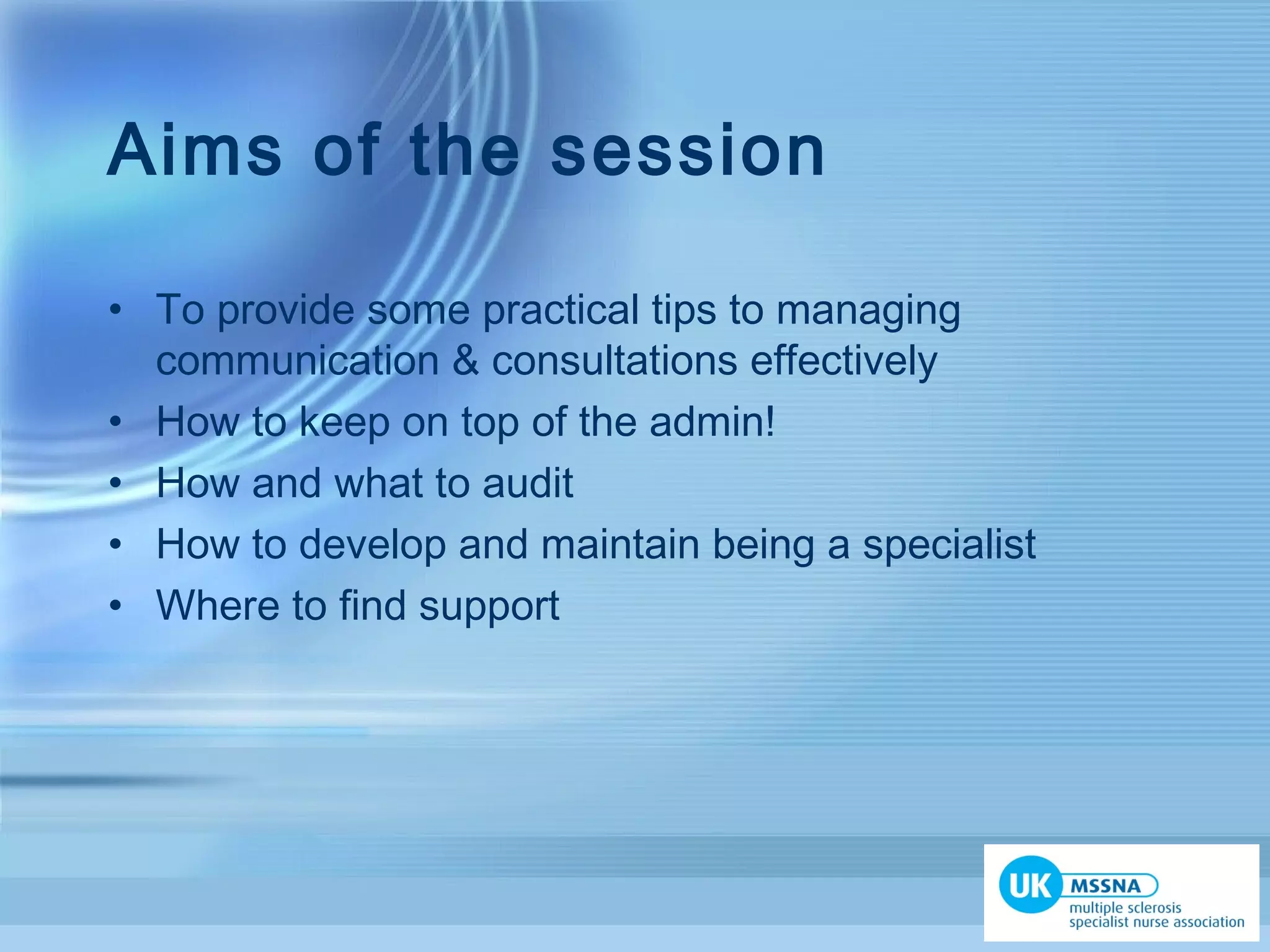 MS nurses skills development workshop - Emma Matthews and Liz Wilkinson | PPT