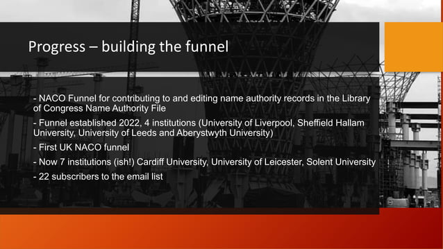 UK NACO funnel : progress, obstacles, and solutions / Martin Kelleher ...