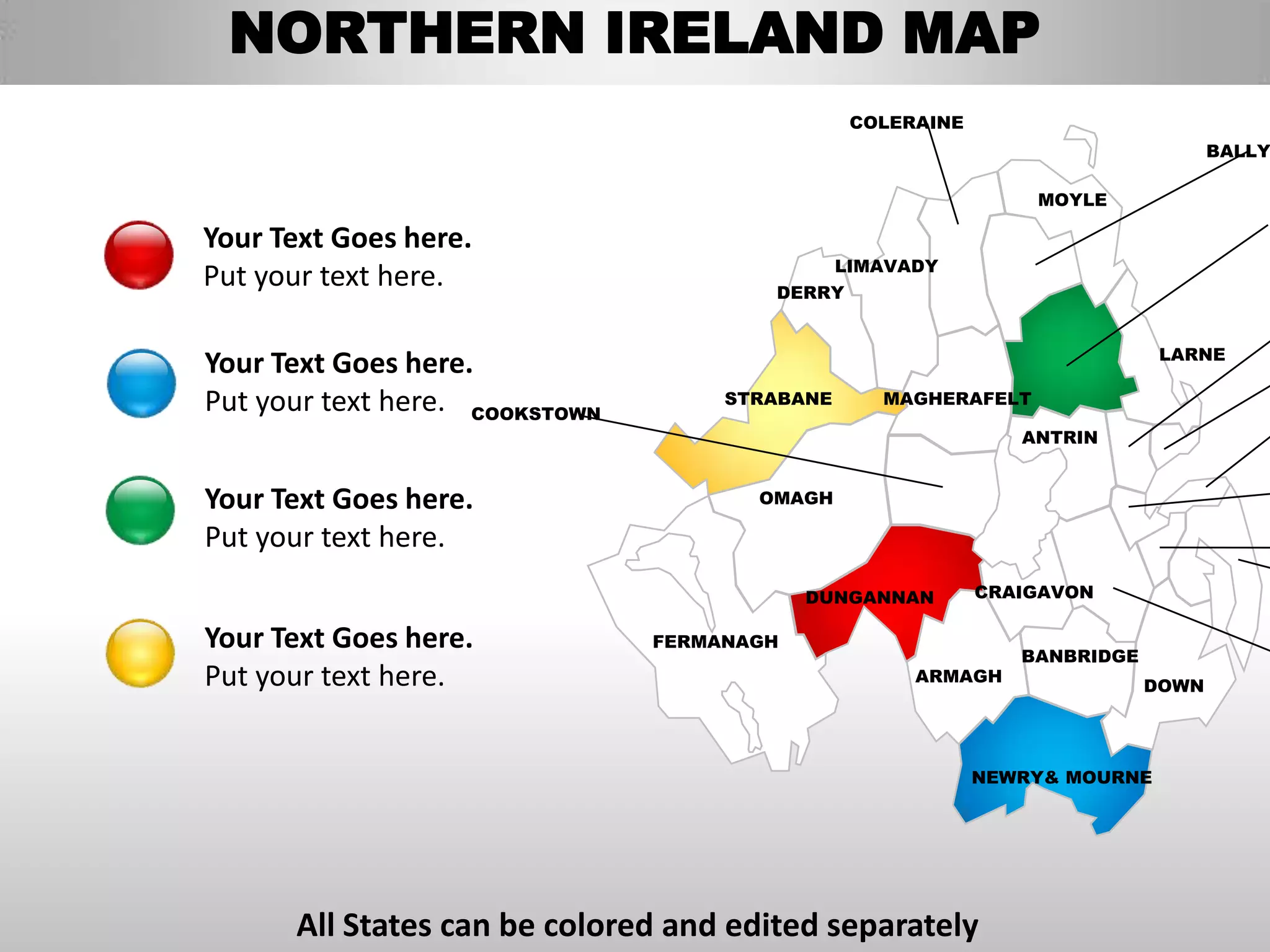 Uk northern ireland country editable powerpoint maps with states and ...