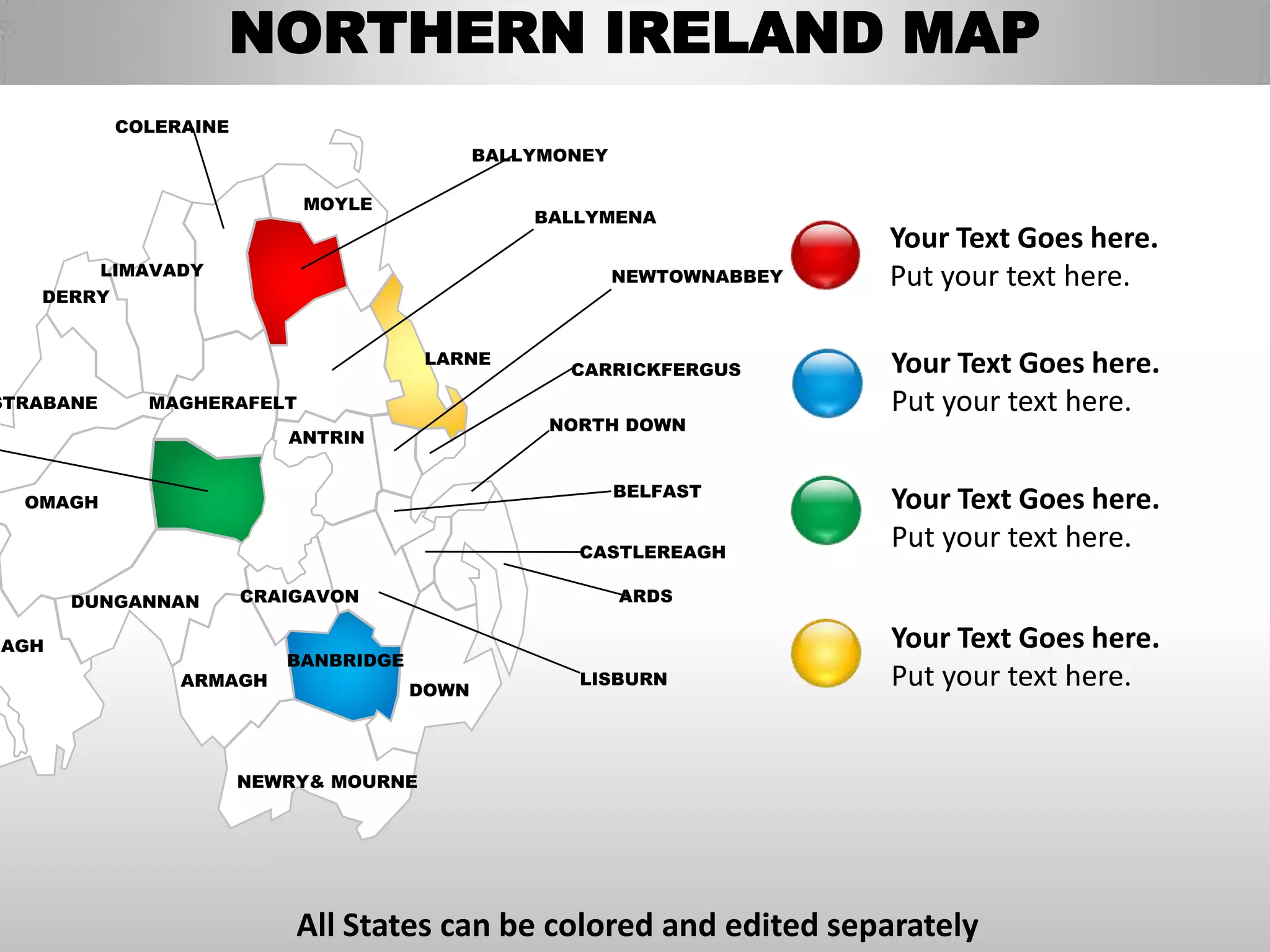 Uk northern ireland country editable powerpoint maps with states and ...