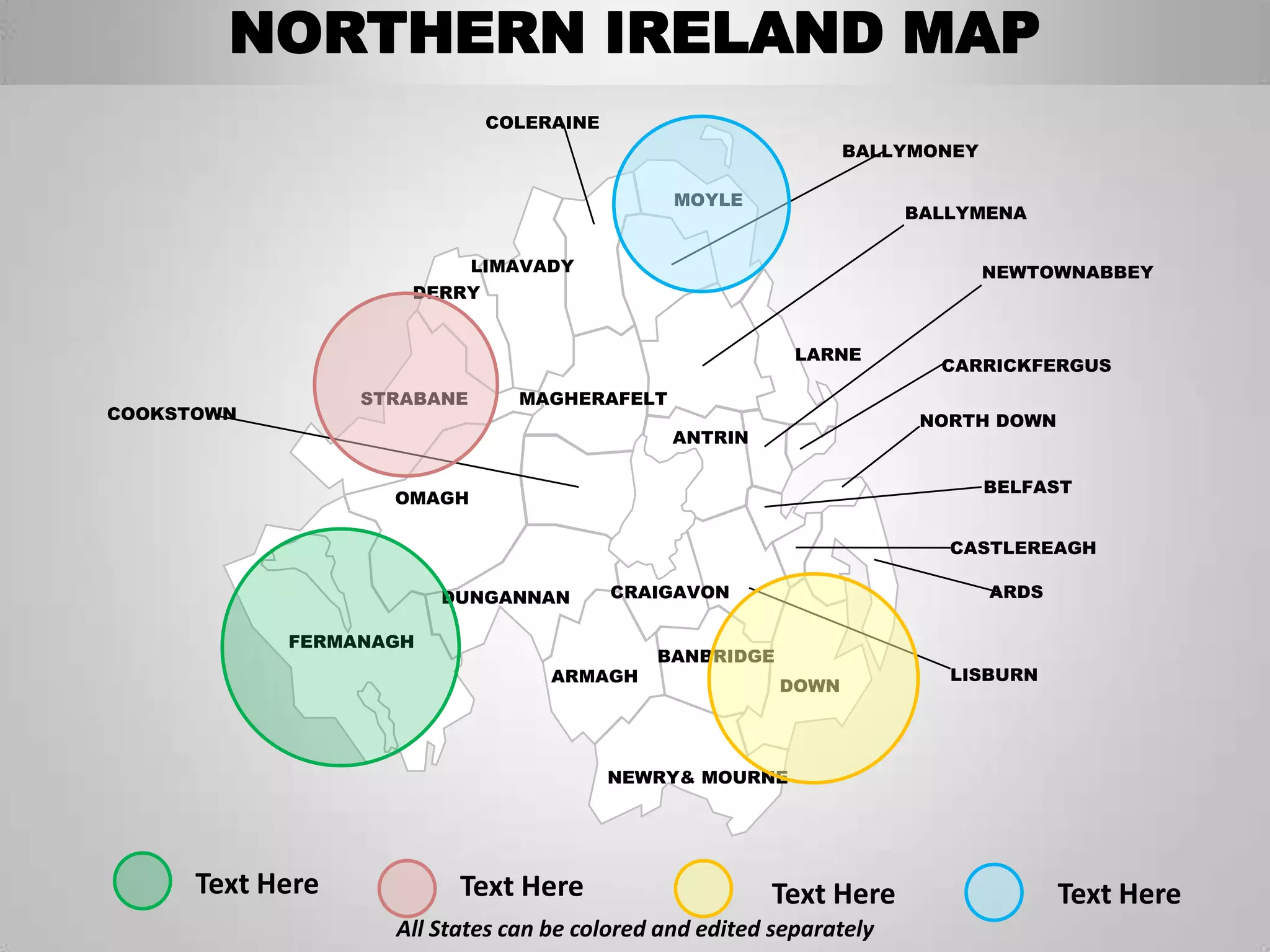 Uk northern ireland country editable powerpoint maps with states and ...