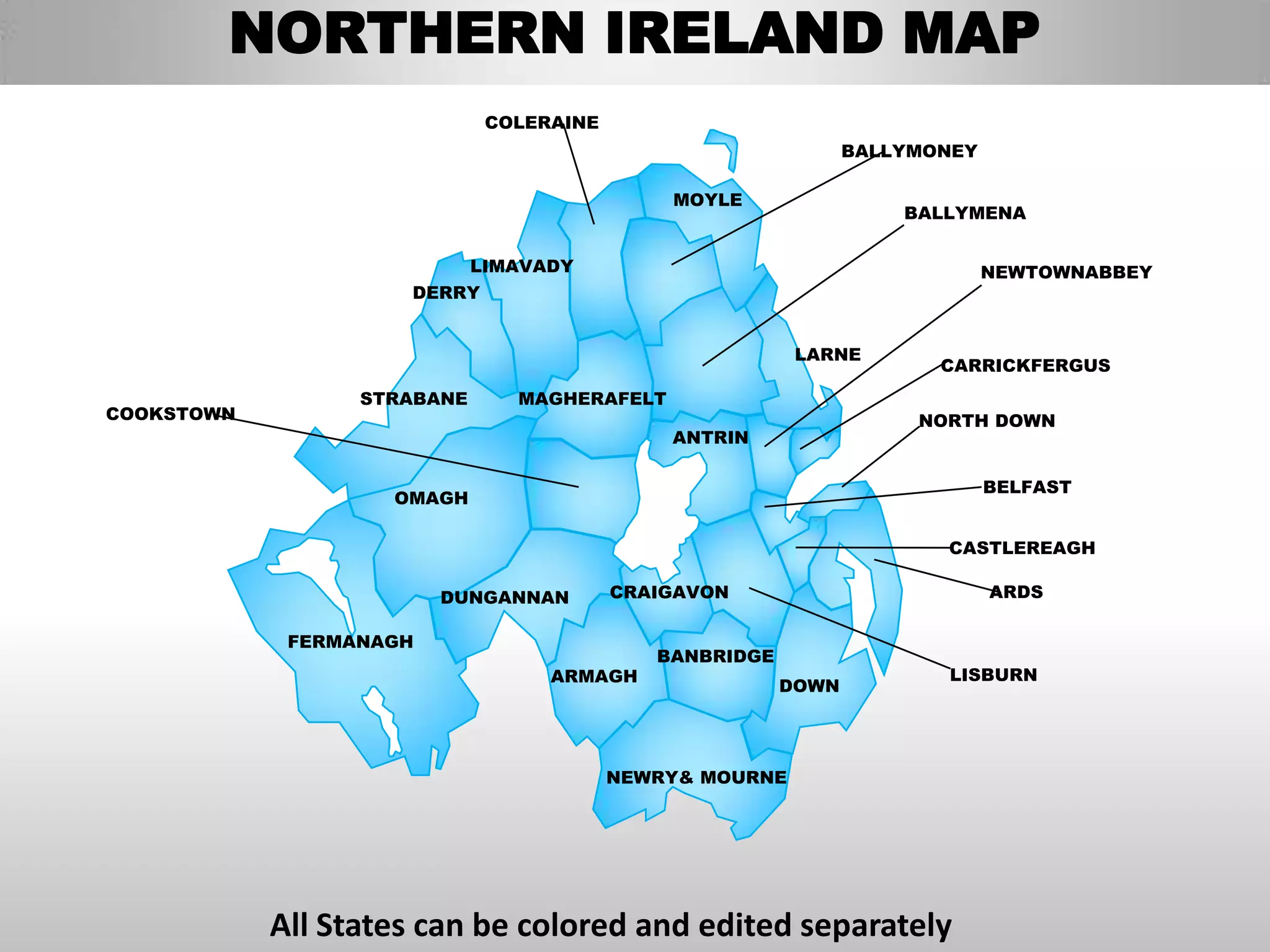 Uk northern ireland country editable powerpoint maps with states and ...