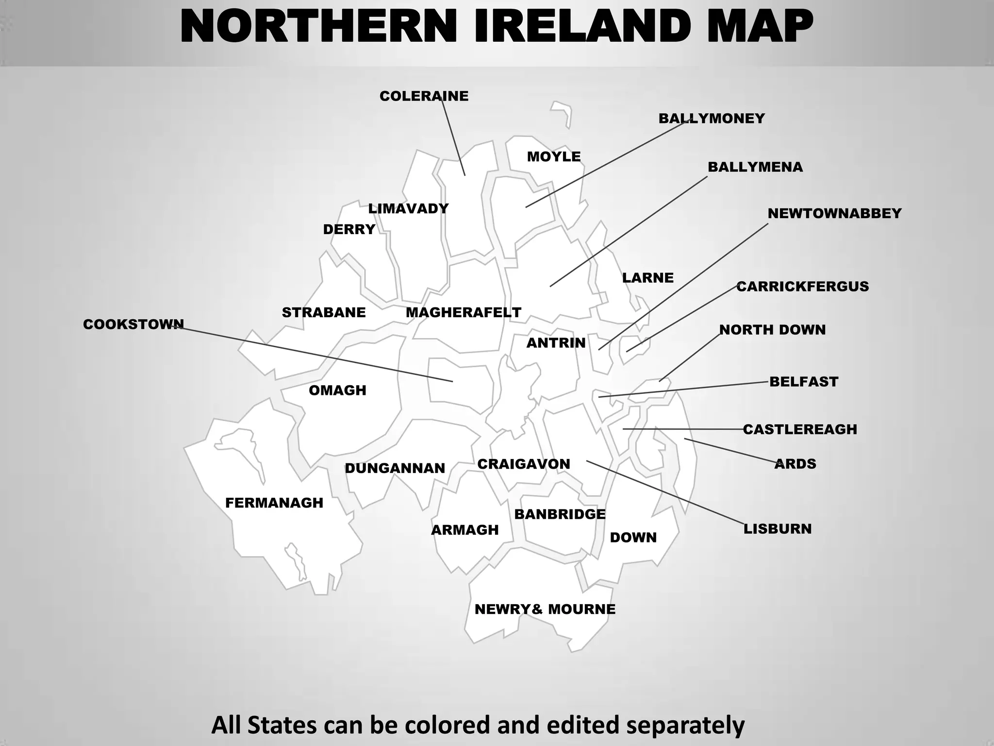 Uk northern ireland country editable powerpoint maps with states and ...