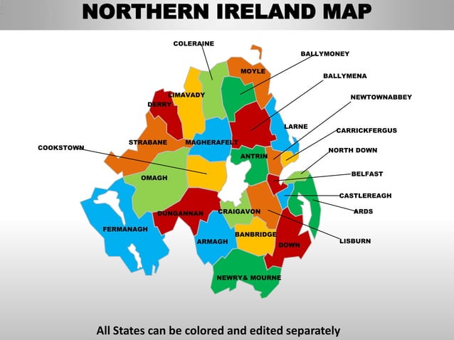 Uk northern ireland country editable powerpoint maps with states and ...
