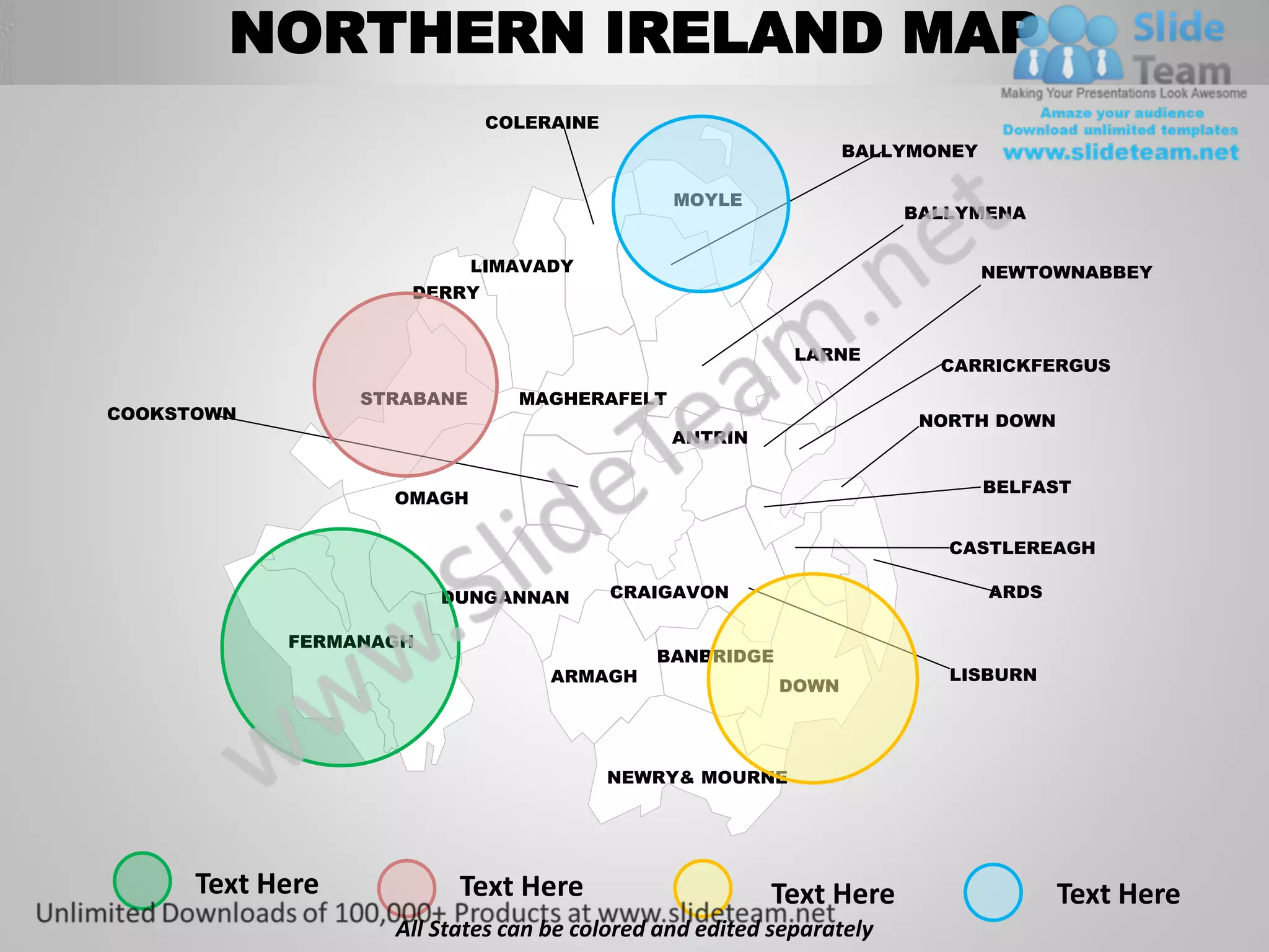 Uk northern ireland country editable powerpoint maps with states and ...
