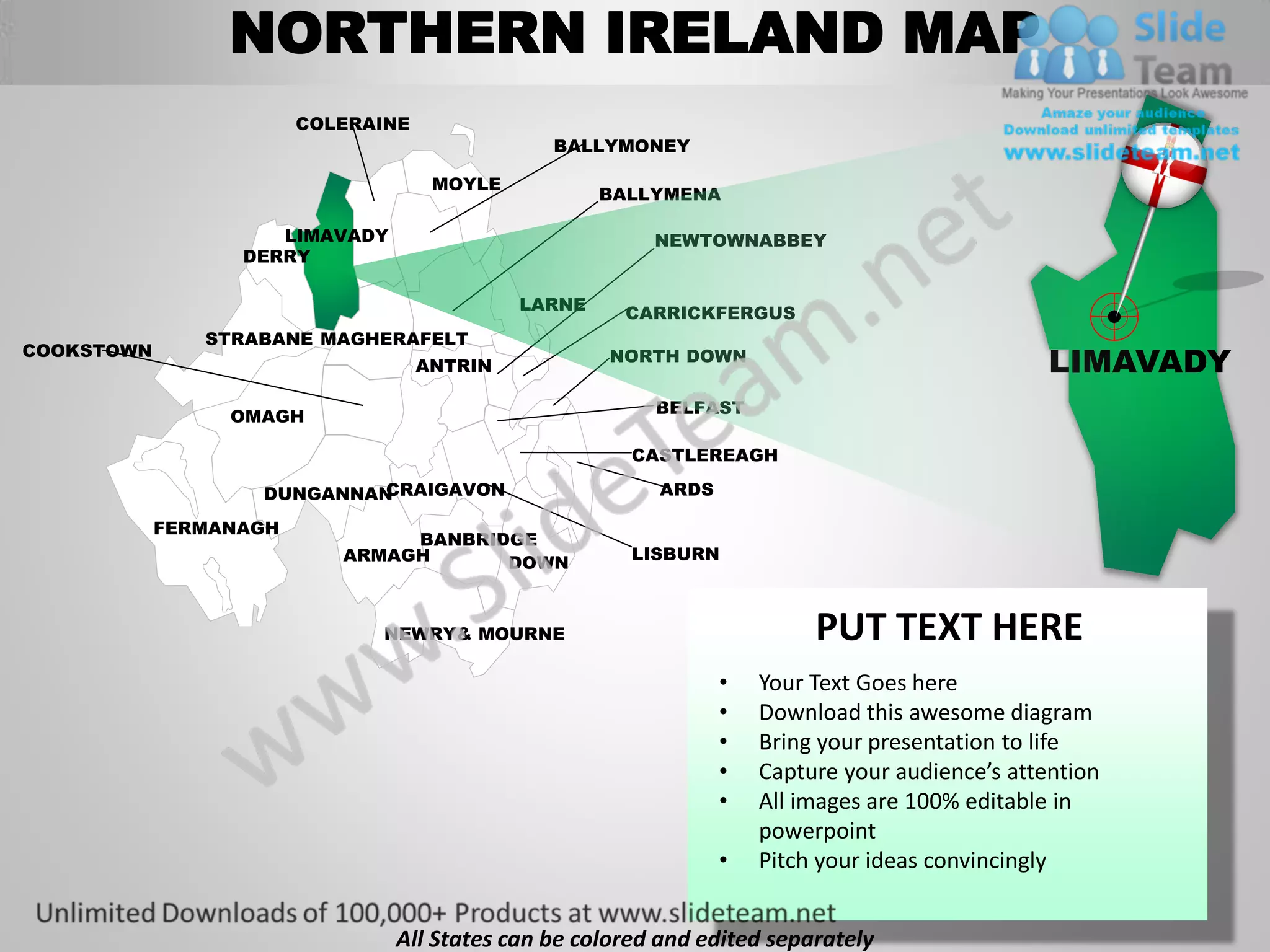 Uk northern ireland country editable powerpoint maps with states and ...