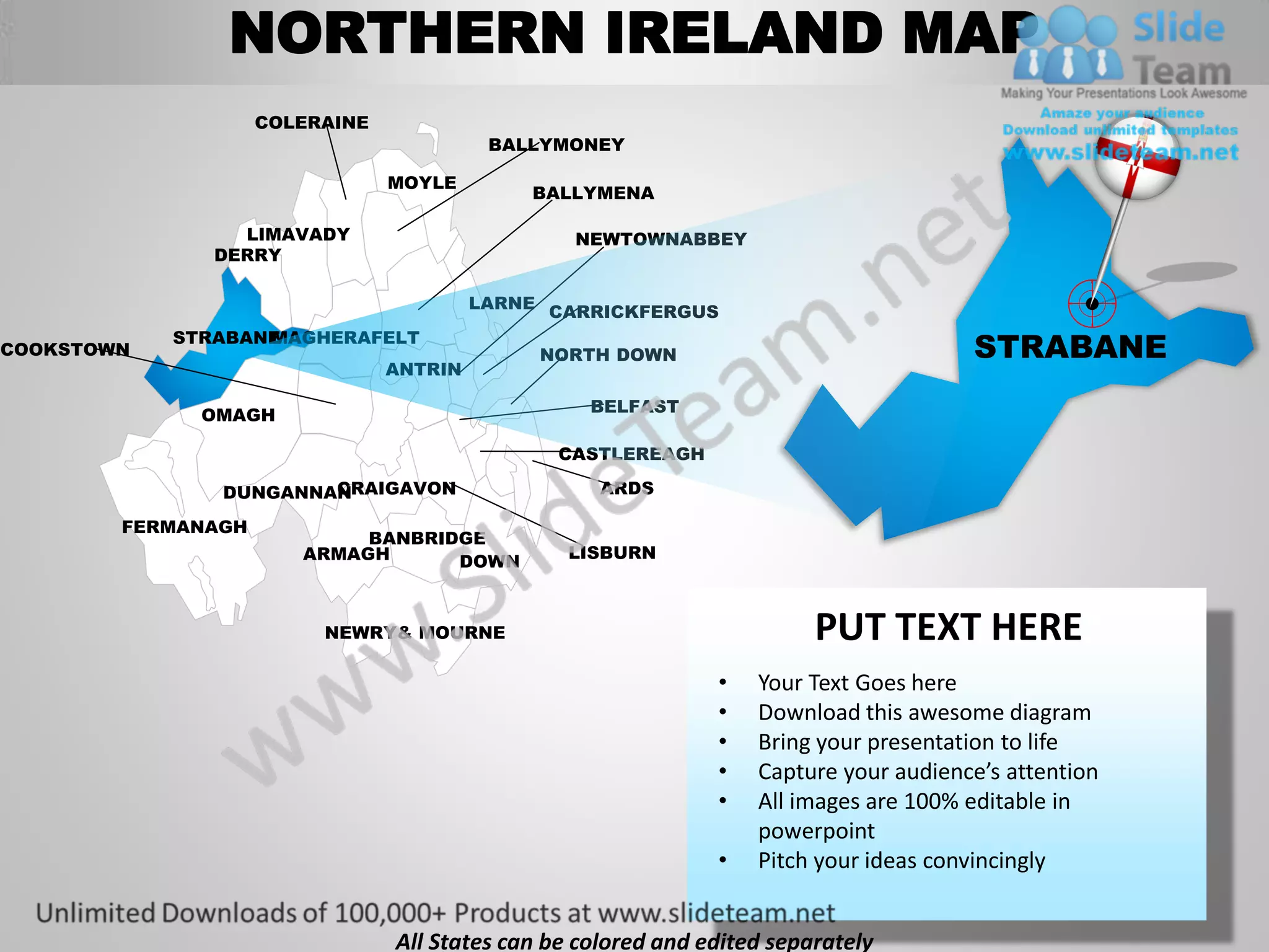Uk northern ireland country editable powerpoint maps with states and ...
