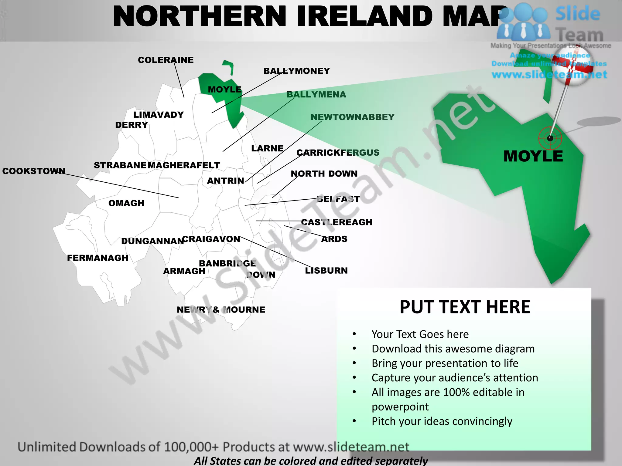 Uk northern ireland country editable powerpoint maps with states and ...
