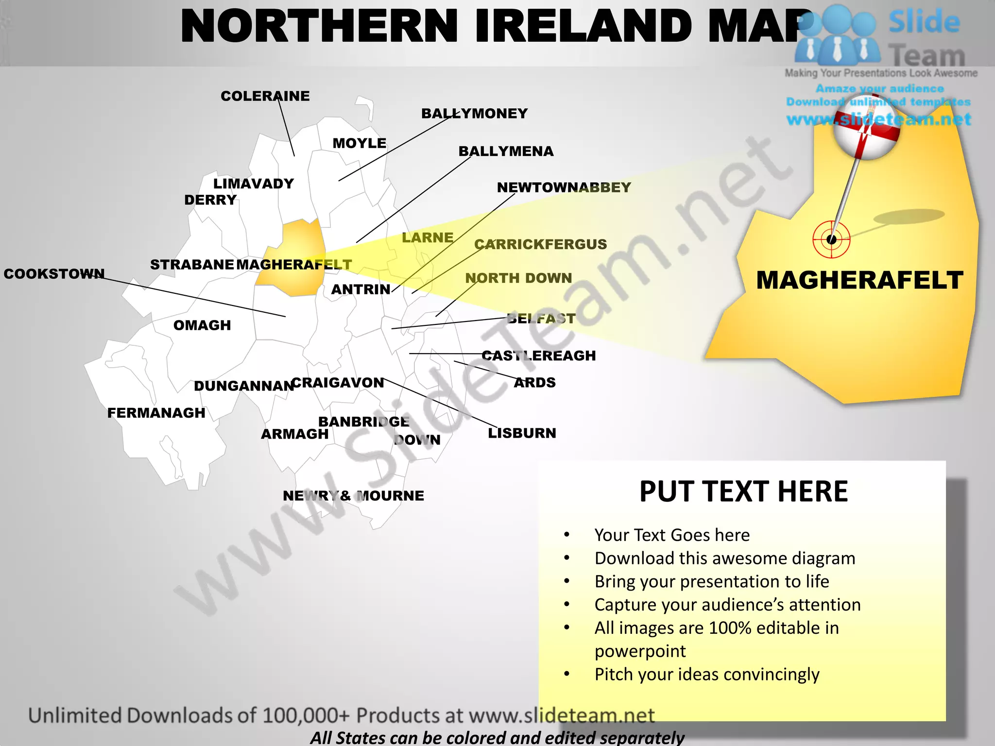 Uk northern ireland country editable powerpoint maps with states and ...