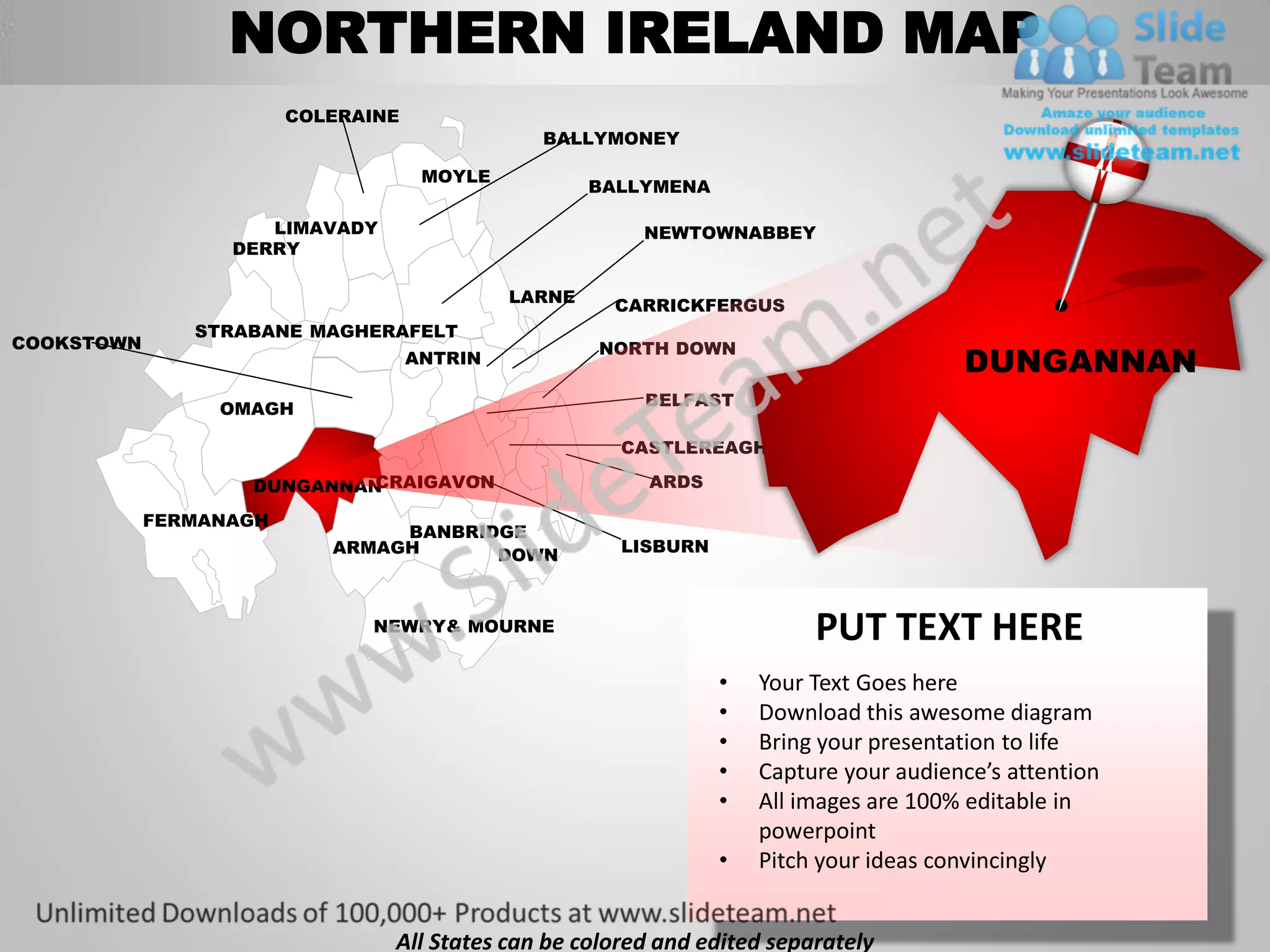 Uk northern ireland country editable powerpoint maps with states and ...