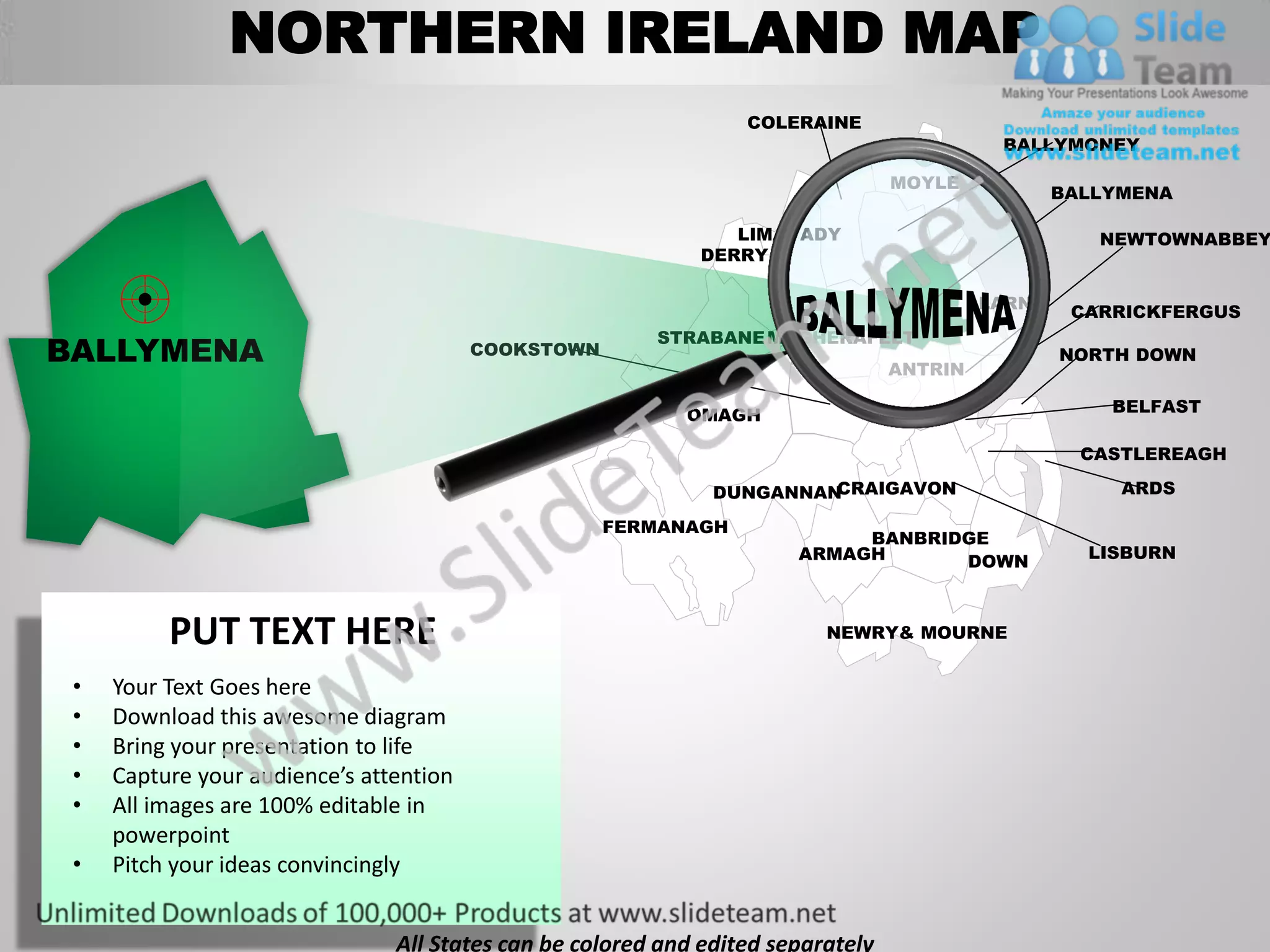 Uk northern ireland country editable powerpoint maps with states and ...