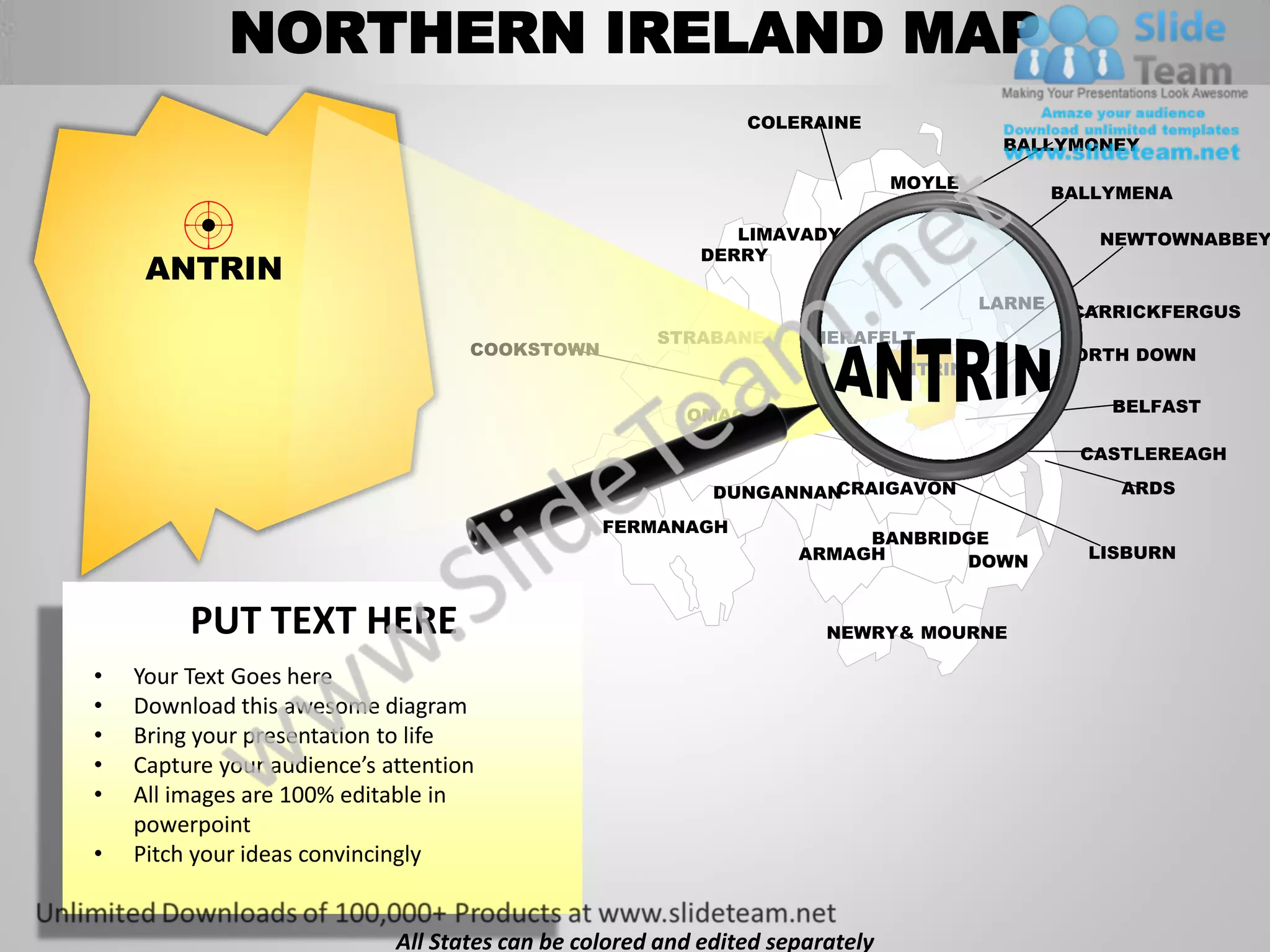 Uk northern ireland country editable powerpoint maps with states and ...